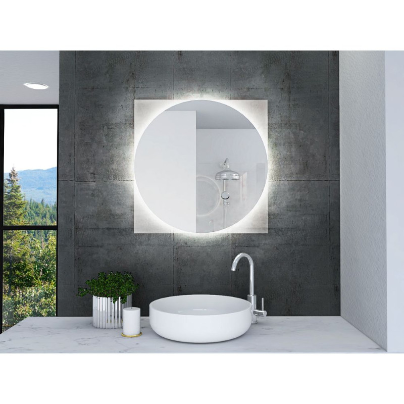 Espejo Cuadrado Salerno Gris Con Luz Led
