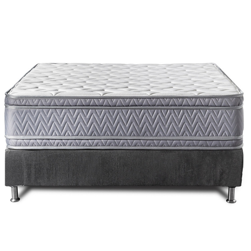 Cama King En Combo Colchon 2 Pillow - Espaldar Y Base Cama Natura Blanco.