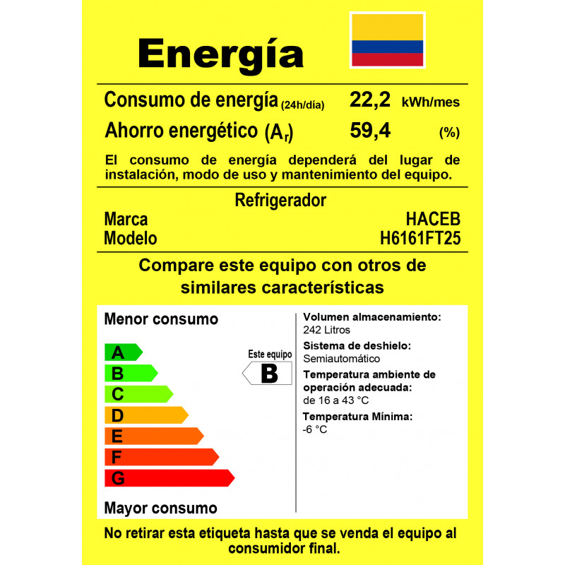 Nevera Haceb Frost 250 Litros Manija Integrada - Titanio
