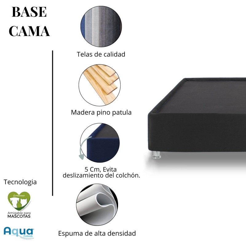 Base cama doble Roma Gris plomo