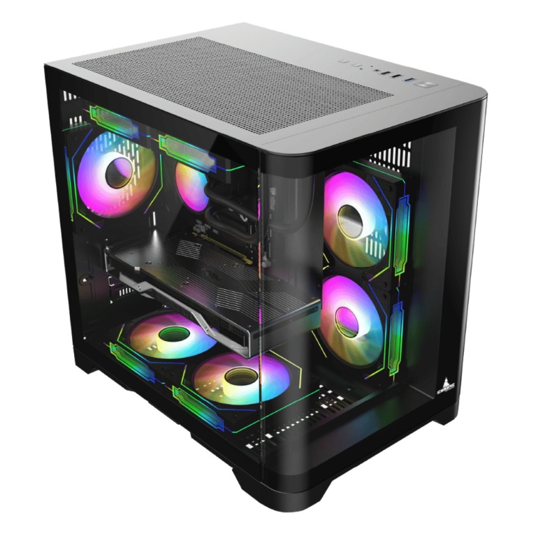 Chasis Gamer Iceberg Crystal Wave Negro M-ATX 3 Ventiladores ARGB Maxi ...