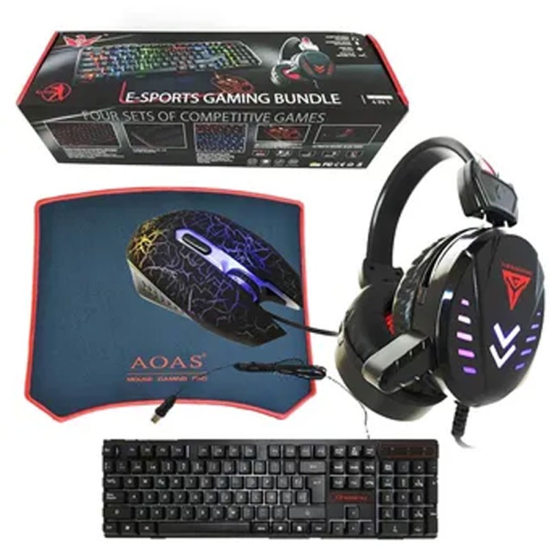 Combo Gamer 4 En 1 K-8816 Teclado Diadema Mousepad Audifonos Mouse