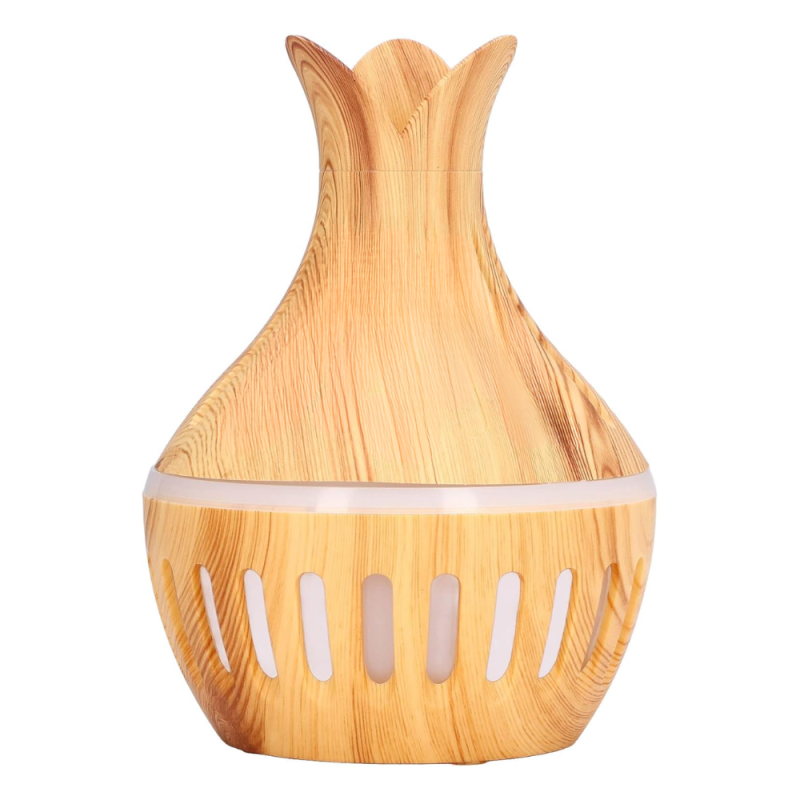 Difusor Aromaterapia Ultrasonico Jarron Decorativo Madera Clara Led ...