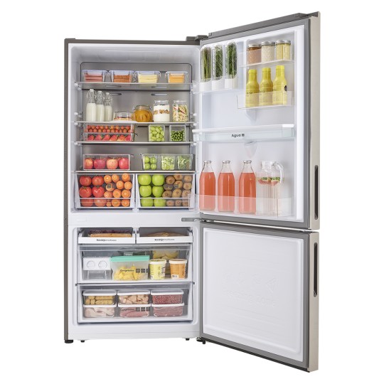 Nevera Haceb Bottom Mount 543 Lts Dispensador Agua Inox Gris
